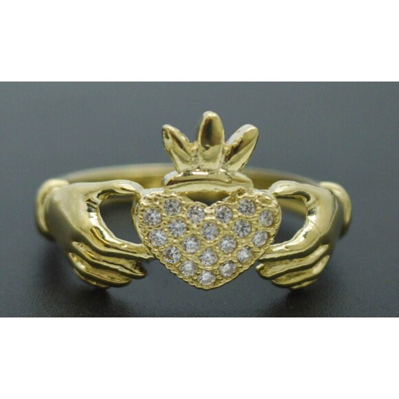 BH Jewelry | Jewelry | Real K Solid Yellow Gold Irish Claddagh Heart ...